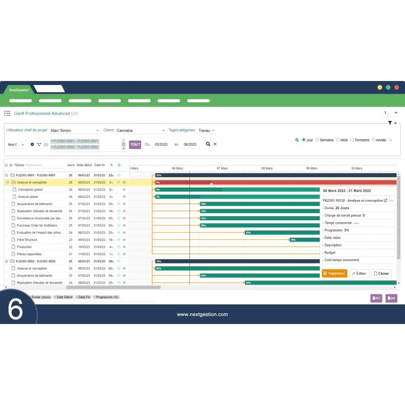 Avanzado Profesional Gantt Dolibarr