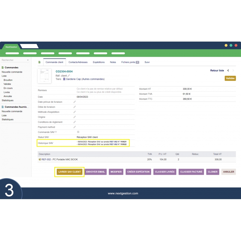 Module SAV Commandes