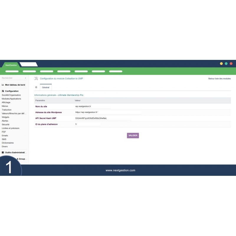 Modul „Mitgliedsbeitrag für UMP Ultimate Membership Pro“ für Dolibarr