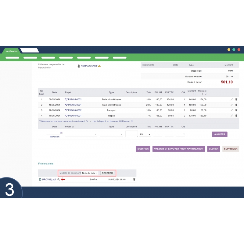 Module Code de dépense comptable