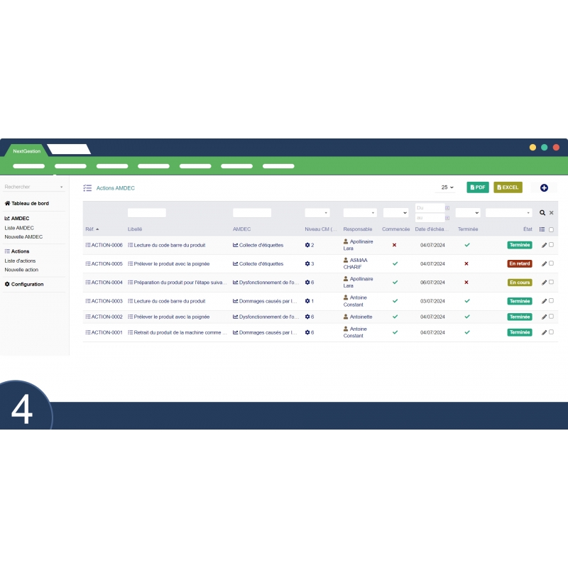 AMDEC or FMEA risk analysis module