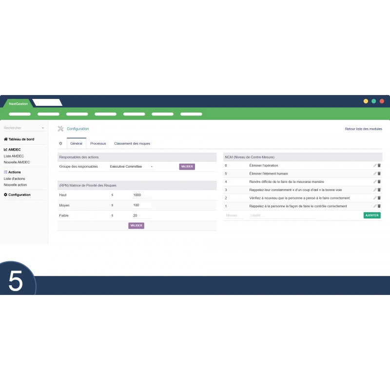 Module AMDEC ou FMEA d'analyse des risques