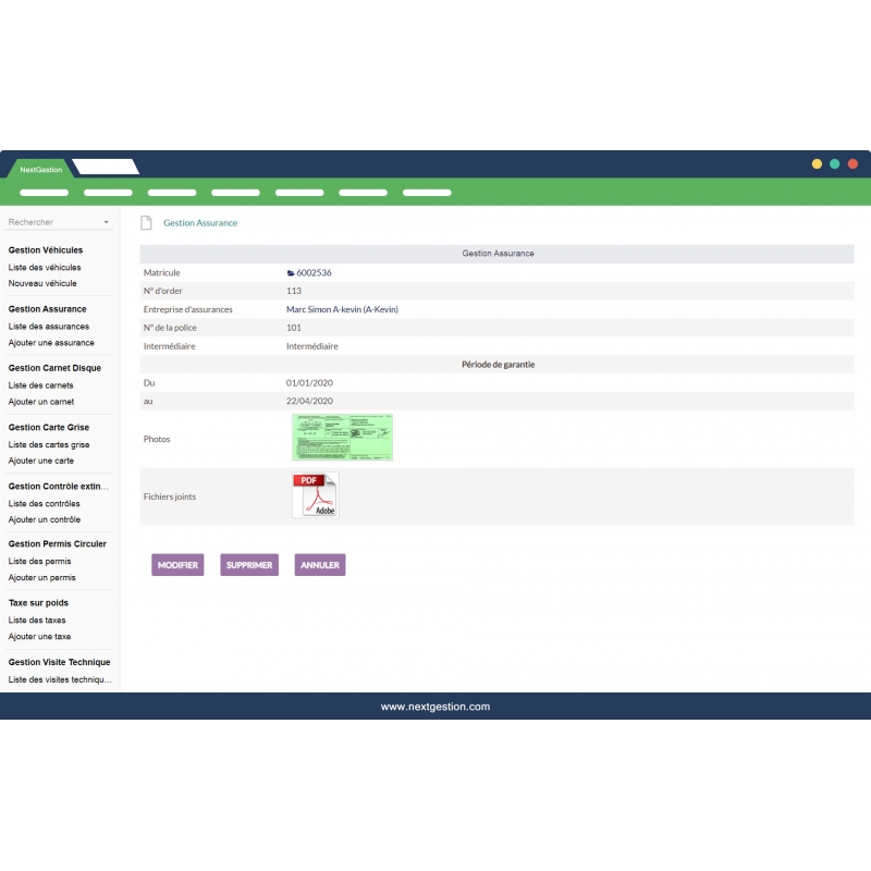 Vehicle Management Module of a company