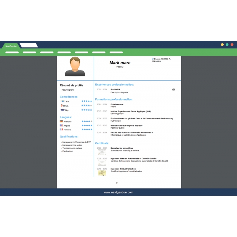 Professional CV management Dolibarr