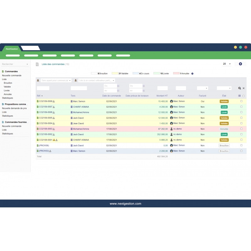 Line colors by status / state Invoice, orders